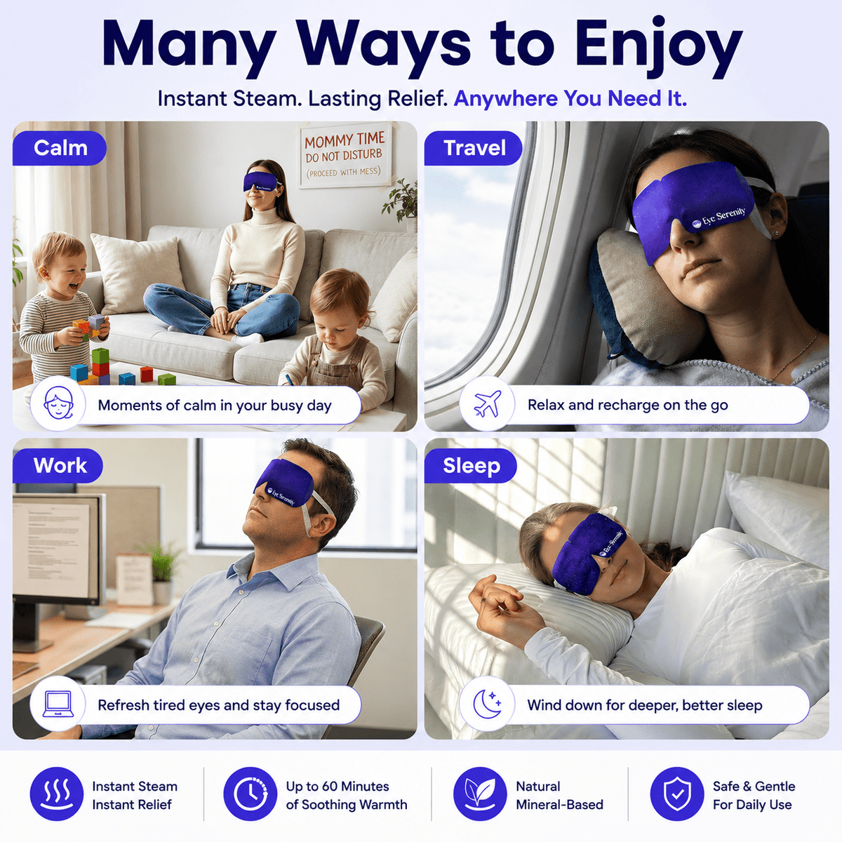 Eye Serenity Steam Eye Mask for Dry Eyes, Puffiness, Travel Relaxation ...
