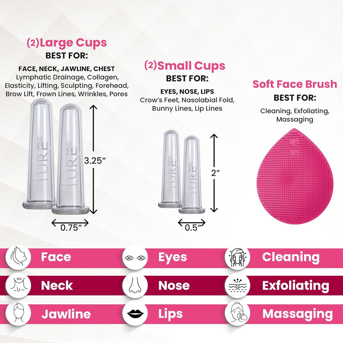 GLAM Facial Cupping Set, Face Eyes Lips – Lure Essentials