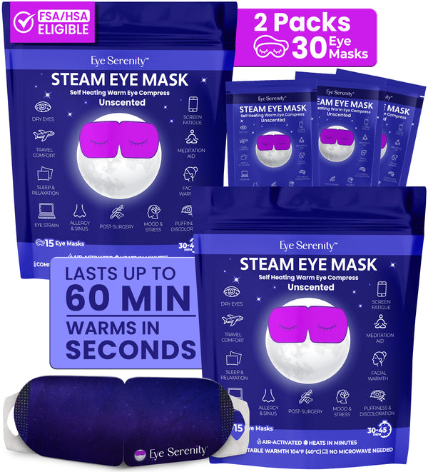Eye Serenity Steam Eye Mask for Dry Eyes, Puffiness, Travel Relaxation ...